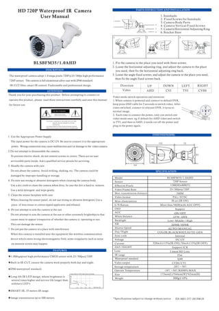 HD 720P Waterproof IR Camera User Manual | PDF