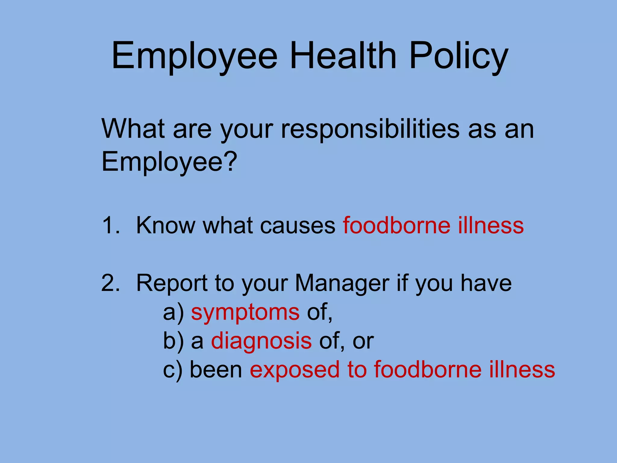Food Service Employee Health Policy | PPTX