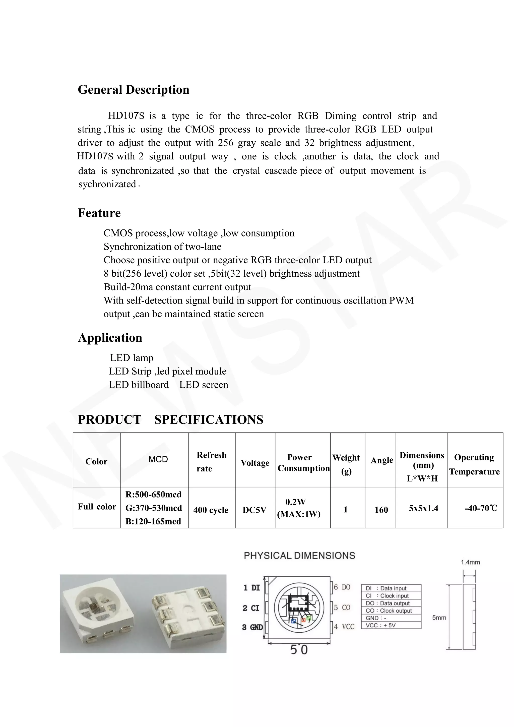 Hd107S LEDs specification | PDF