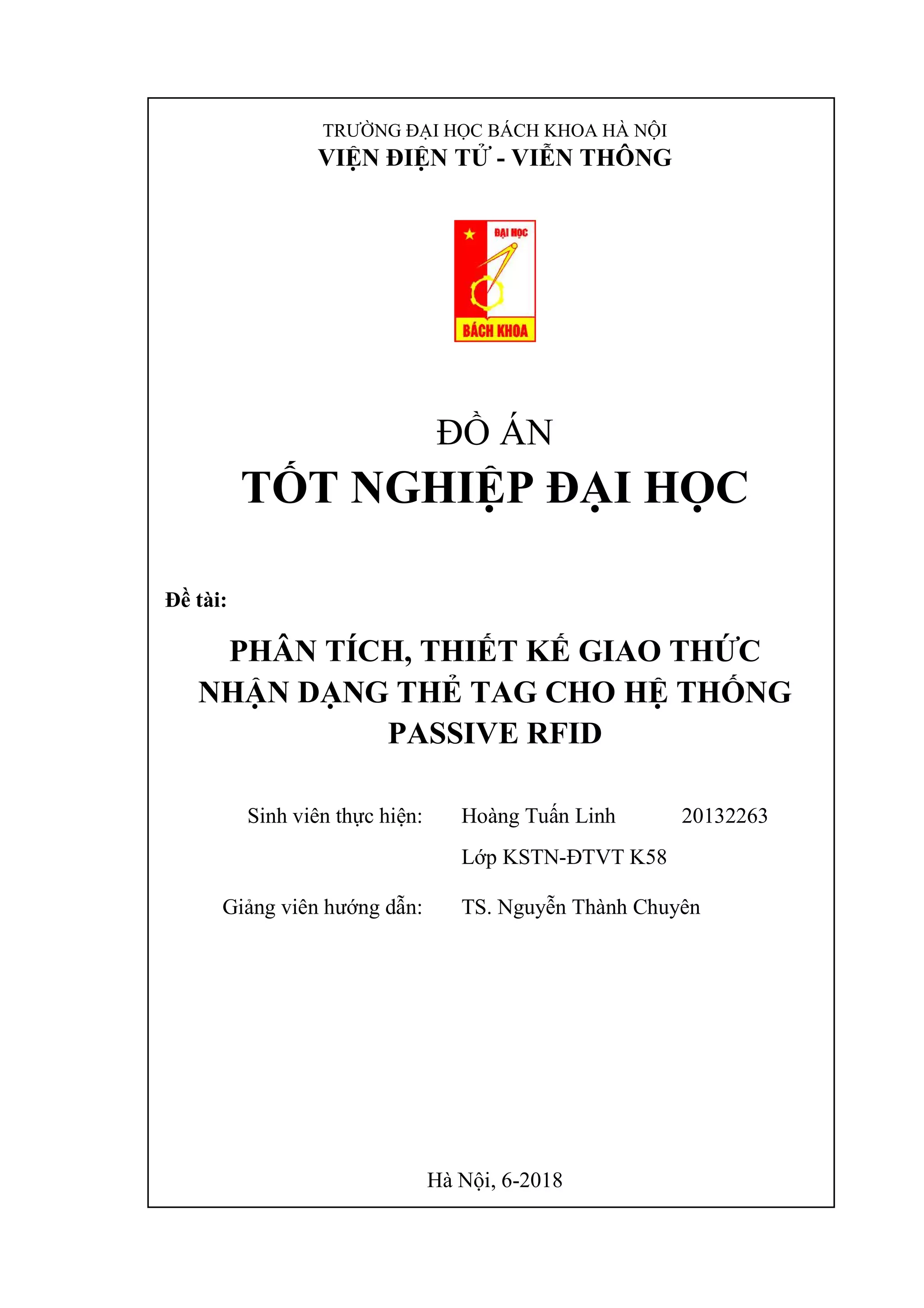 Phân tích, thiết kế giao thức nhận dạng thẻ tag cho hệ thống passive RFID | PDF