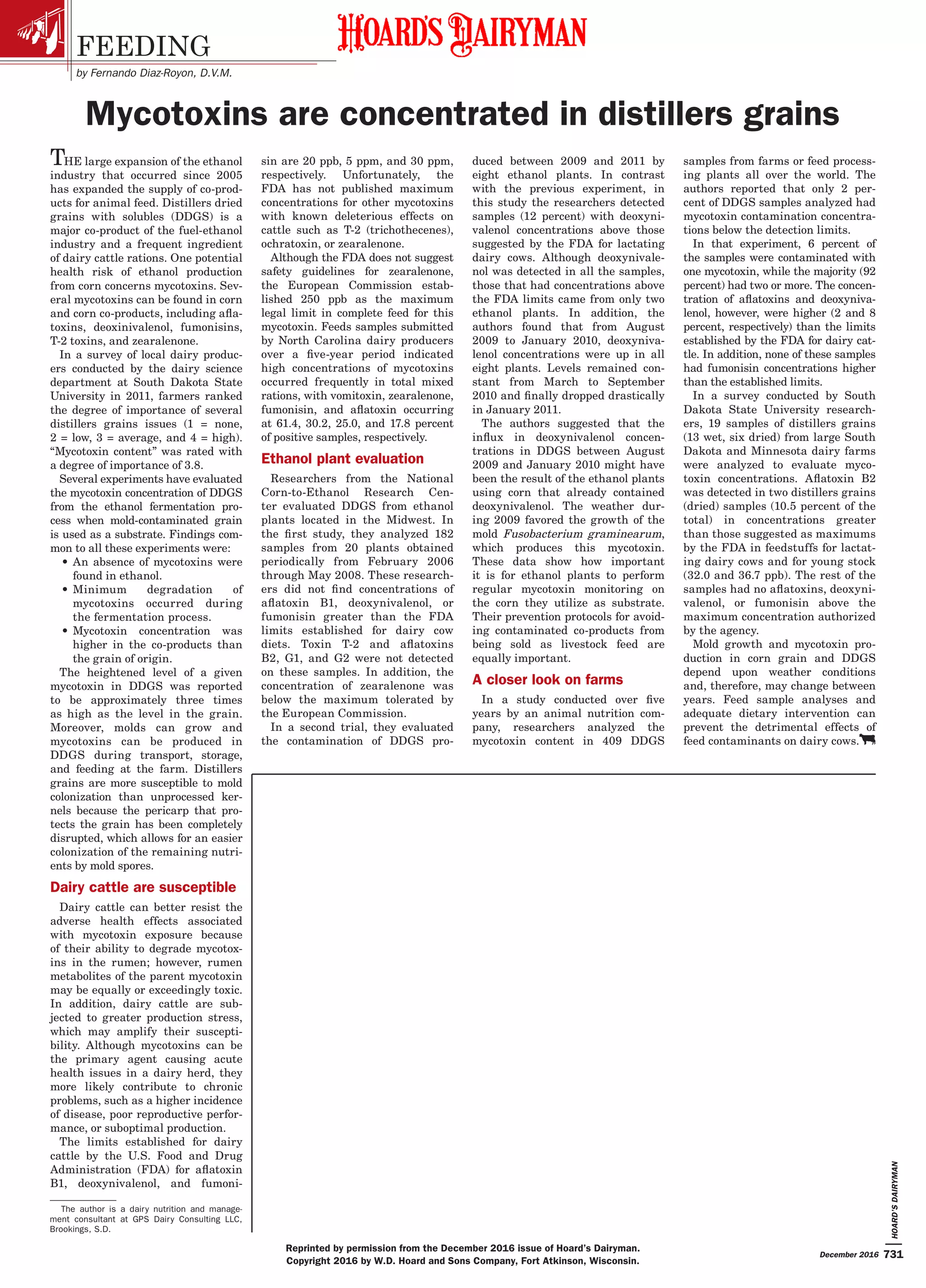 Mycotoxins are concentrated in distillers grains | PDF