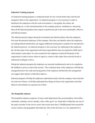 Induction Training Program | DOCX