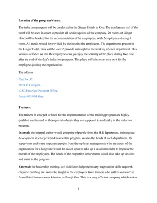 Induction Training Program | DOCX