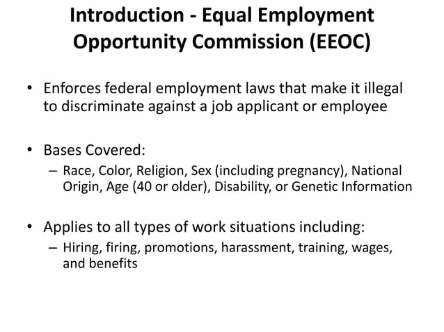 Introduction - Equal Employment Opportunity Commission (EEOC) | PPT