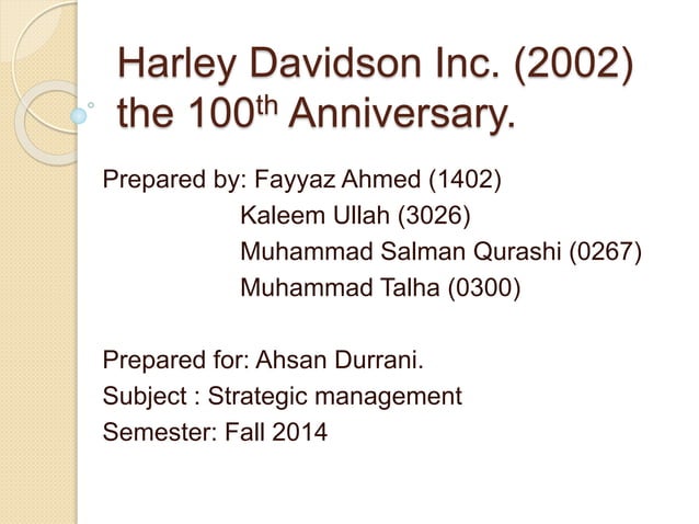 Harley Davidson a comprehensive Case Study Solution | PPTX | Motorcycle Sports | Auto Racing