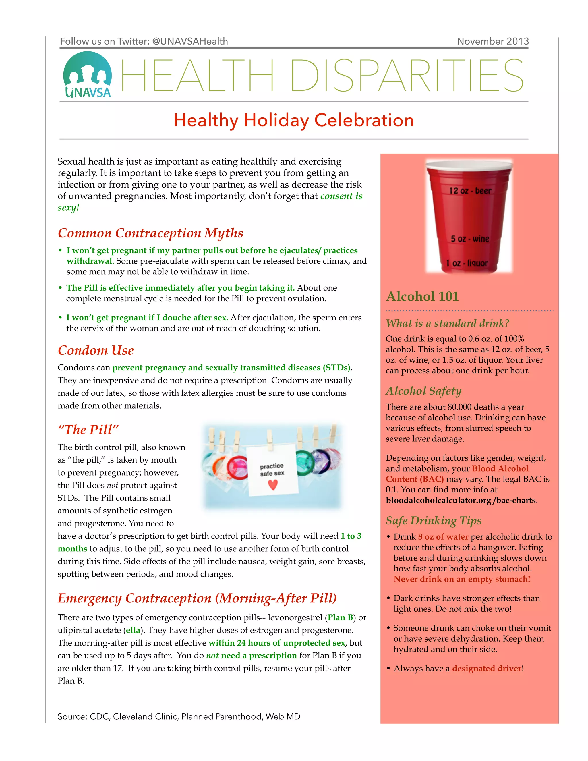 UNAVSA Health Disparities: Safe Sex & Alcohol Usage | PDF