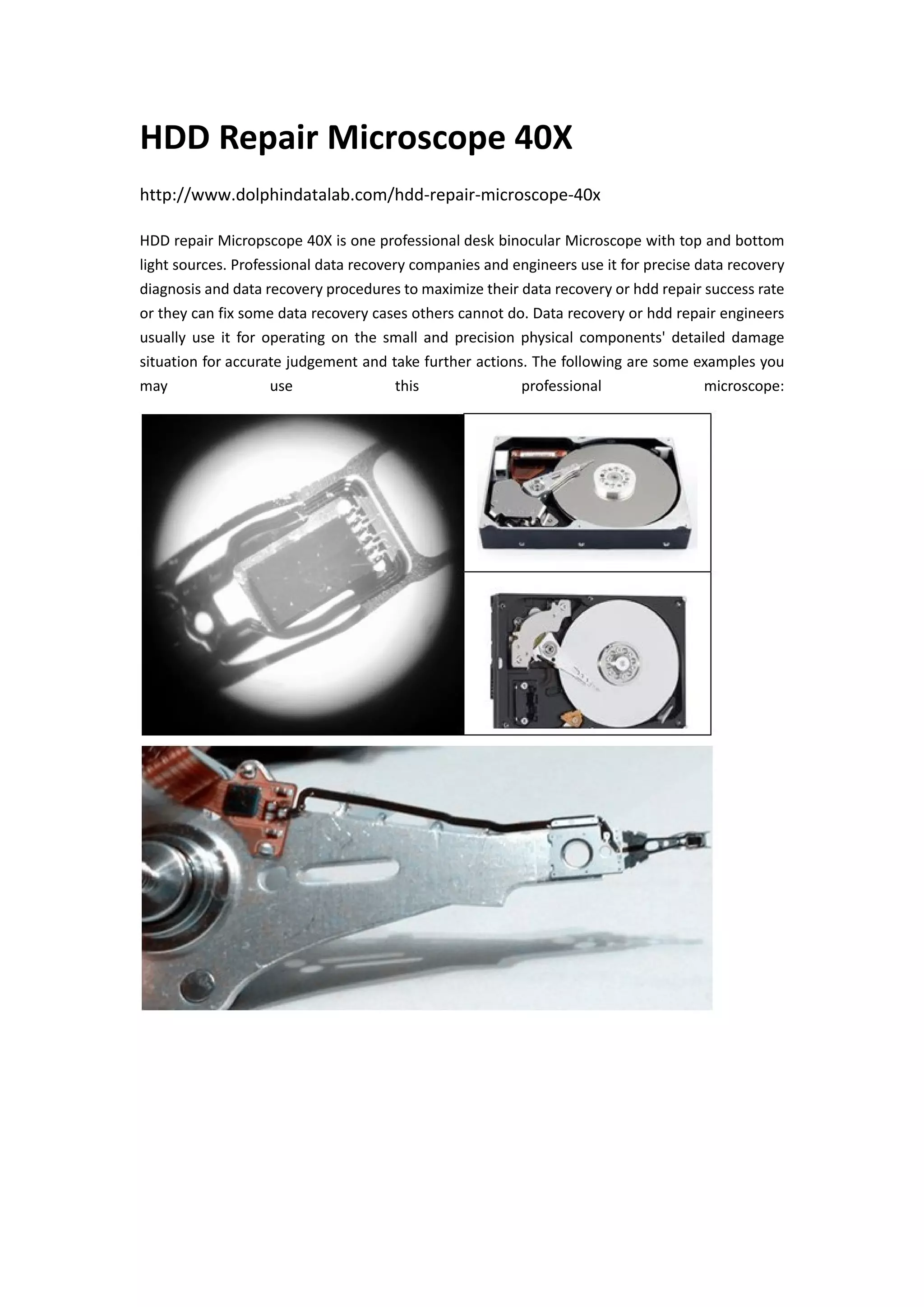 Hdd repair microscope 40 x | PDF | Computer Peripherals | Computing