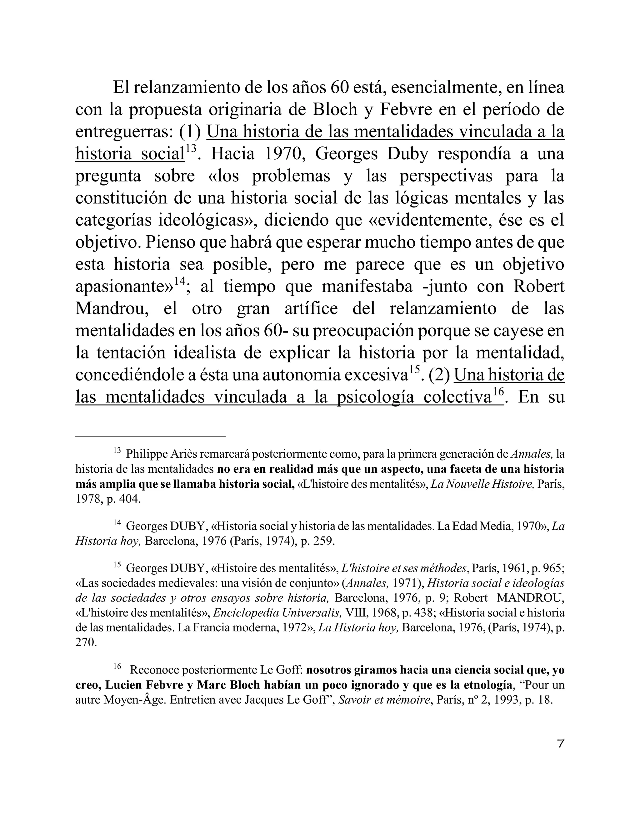 Historia de las mentalidades, historia social | DOCX