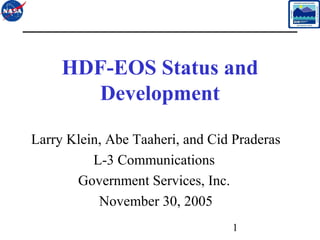HDF-EOS Status and Developments | PPT