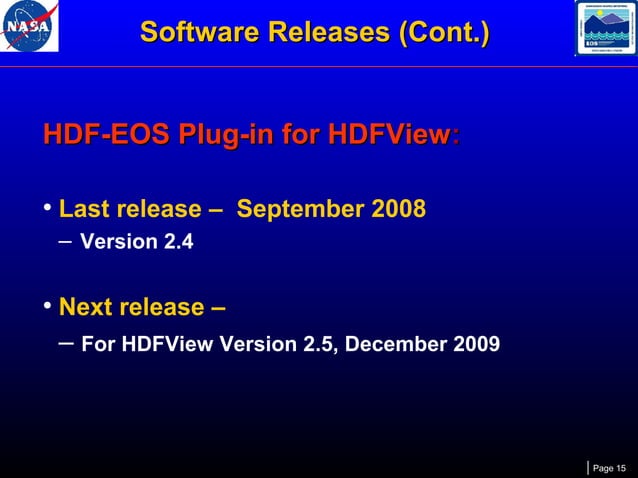 Status of HDF-EOS, Related Software, and Tools | PPT