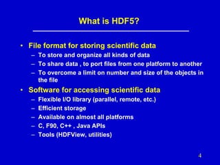 Introduction to HDF5 Data Model, Programming Model and Library APIs | PDF