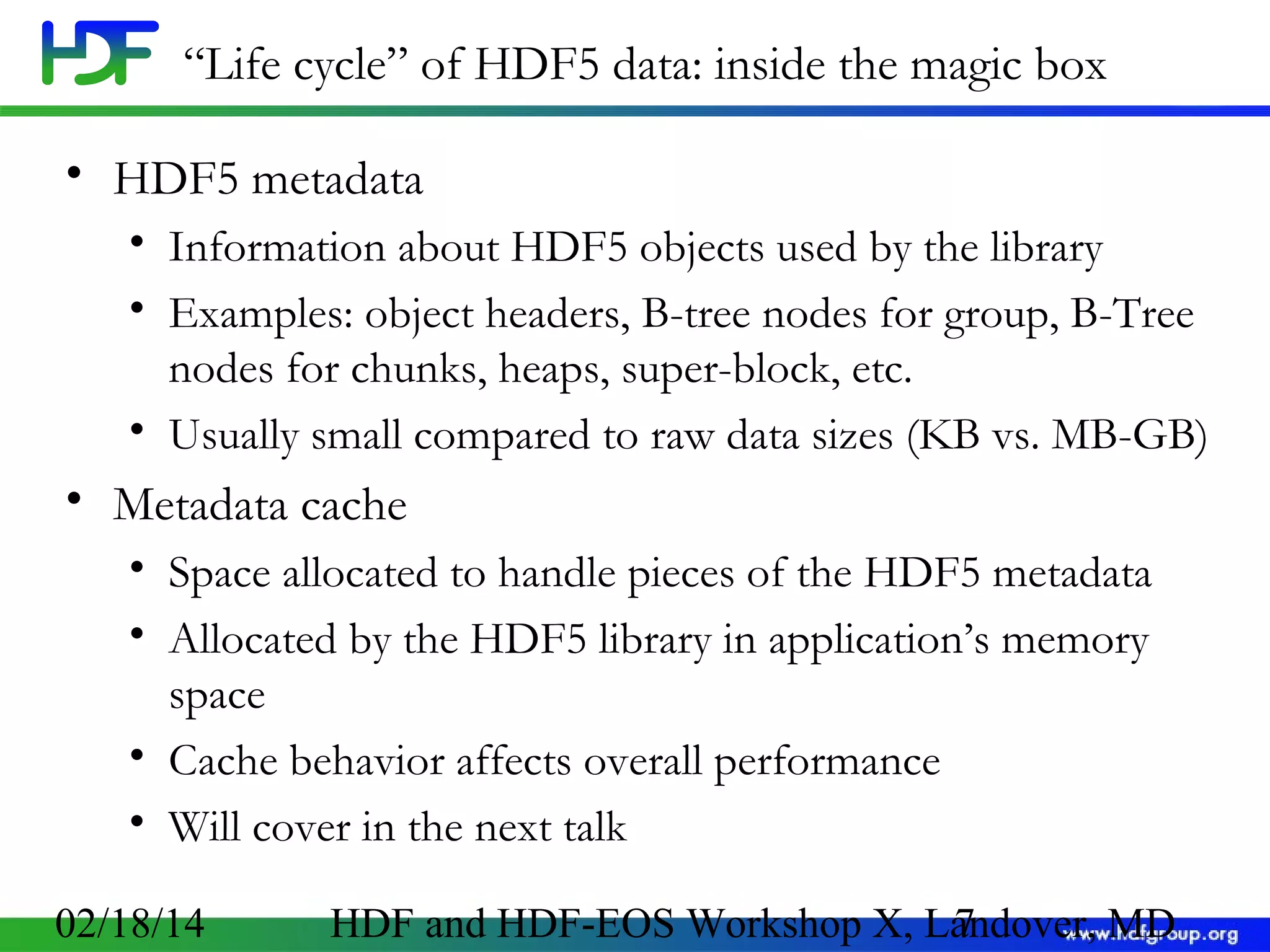 HDF5 Life cycle of data | PPT