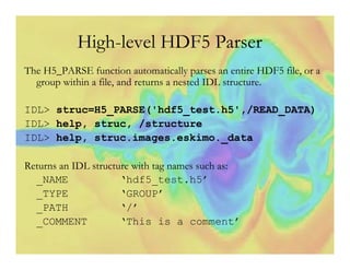HDF5 Tools in IDL | PPT