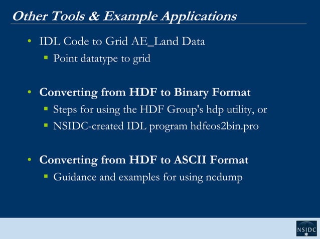 HDF & HDF-EOS Data & Support at NSIDC | PPT