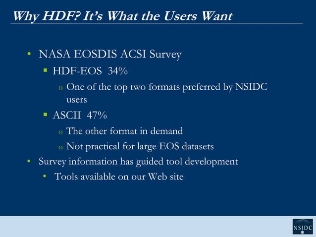 HDF & HDF-EOS Data & Support at NSIDC | PPT