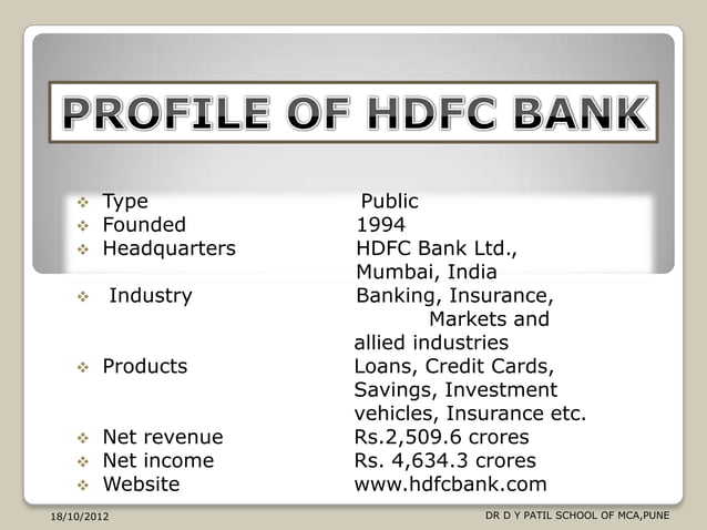 HDFC PPT | PPTX | Business Accounting & Finance | Business