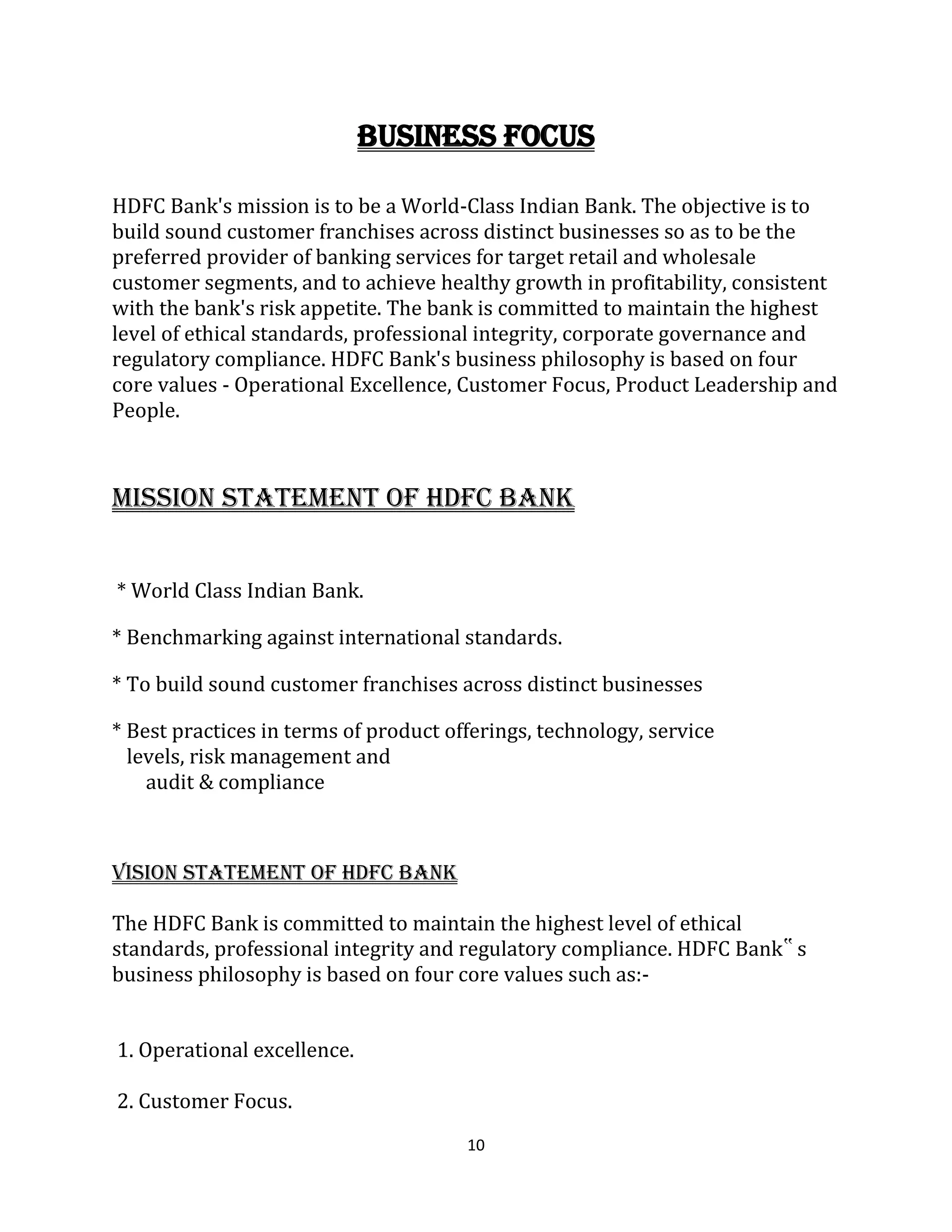 HDFC BANK PROJECT REPORT | DOCX