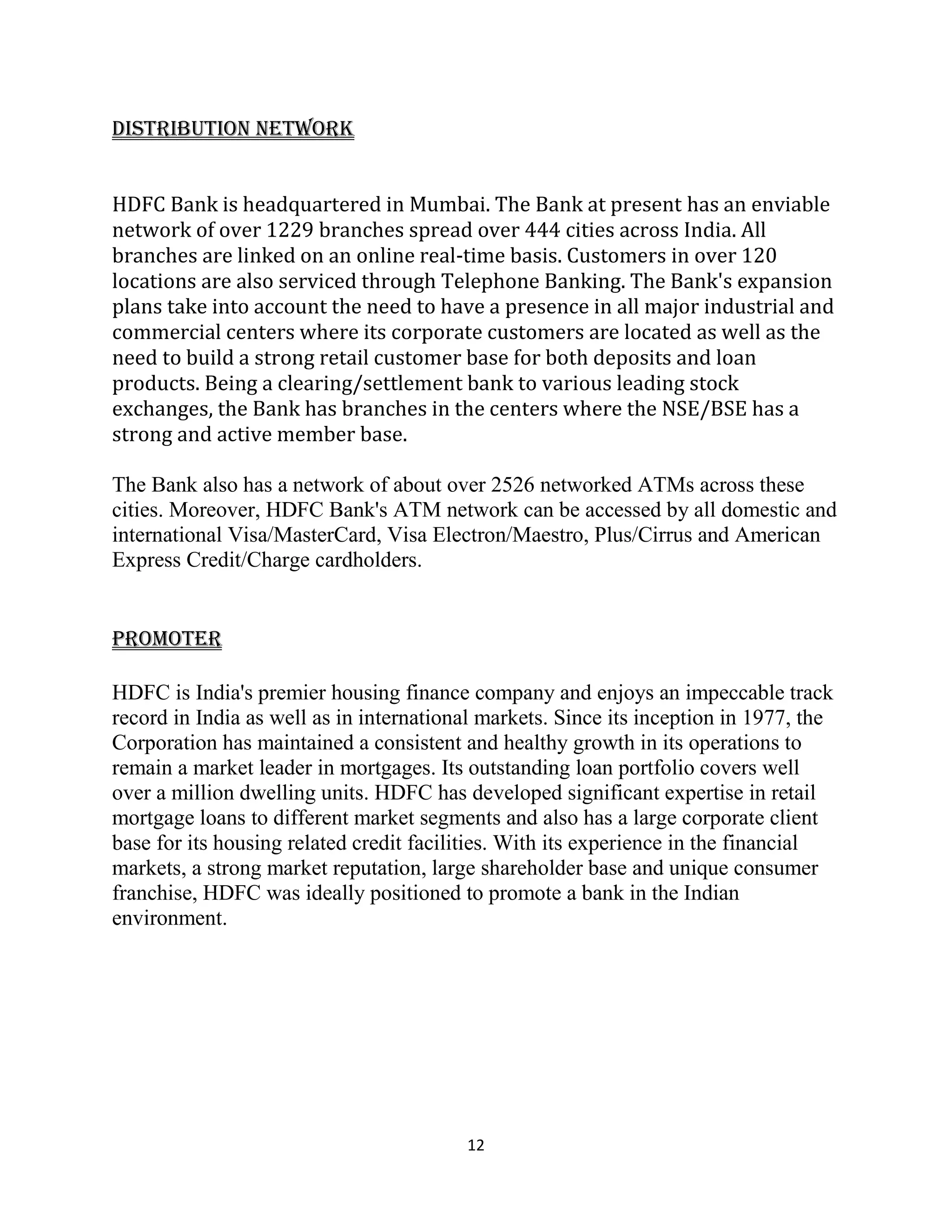 HDFC BANK PROJECT REPORT | DOCX