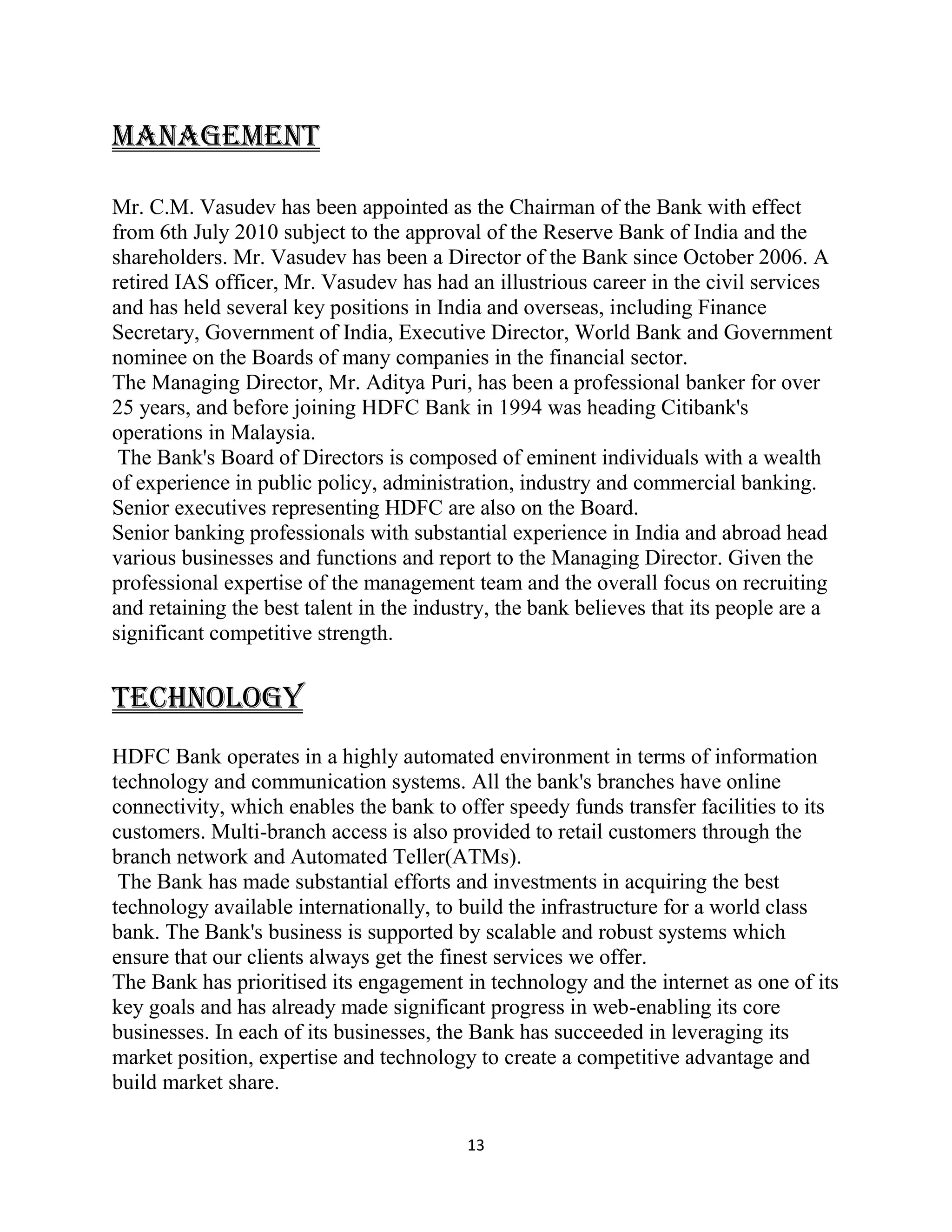 HDFC BANK PROJECT REPORT | DOCX