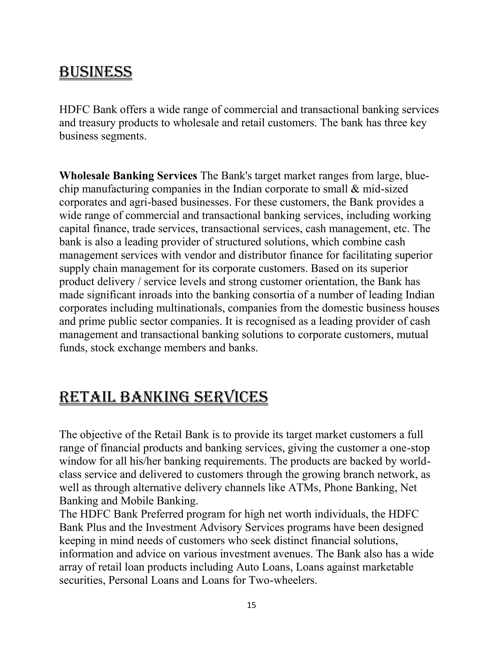 HDFC BANK PROJECT REPORT | DOCX