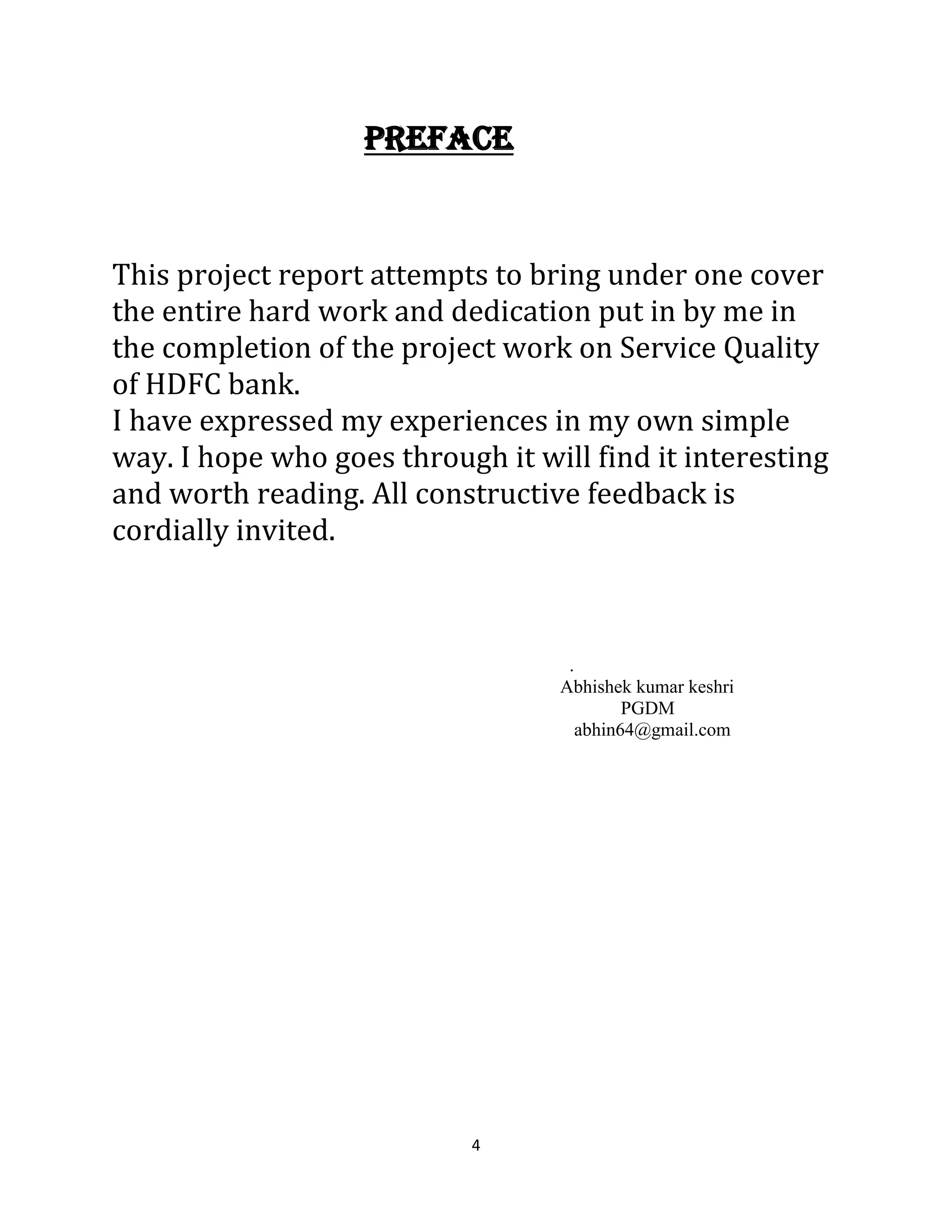 HDFC BANK PROJECT REPORT | DOCX