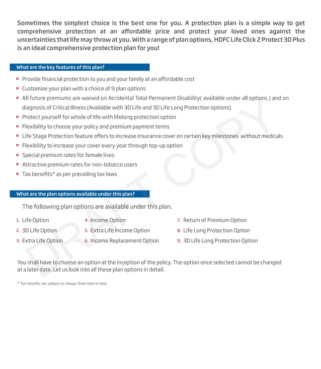 hdfc-life-click-2-protect-3d-plus-plan-brochure.pdf | Life Insurance ...