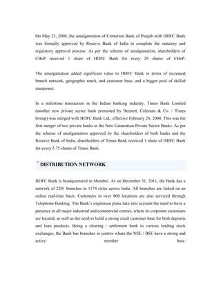 Project on HDFC | DOCX | Business Banking & Finance | Business