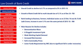 HDFC Bank Financial Analysis & Industry Comparison 2017 | PPTX
