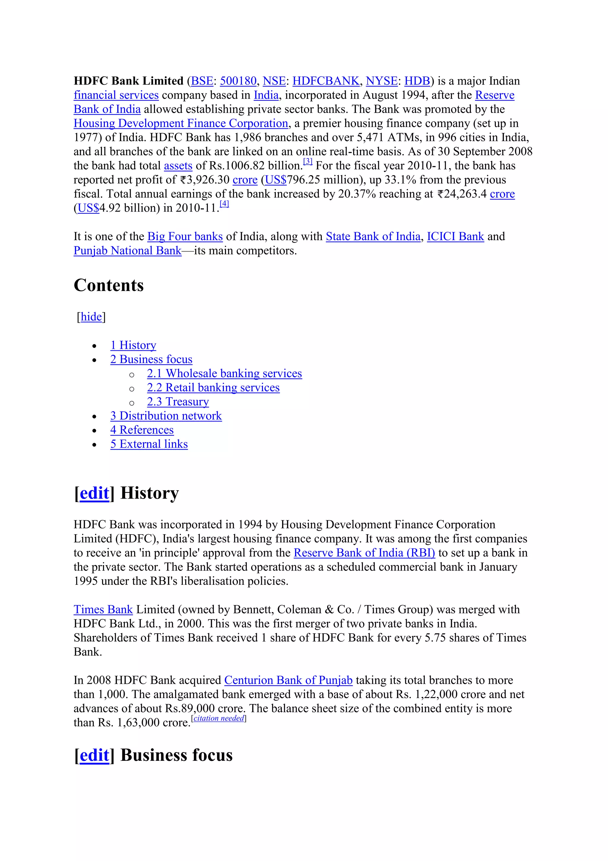 Hdfc bank limited | DOCX