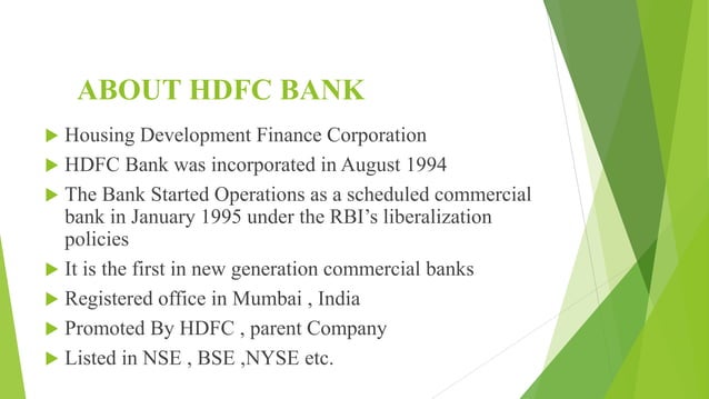 Hdfc bank ppt | PPTX | Business Banking & Finance | Business