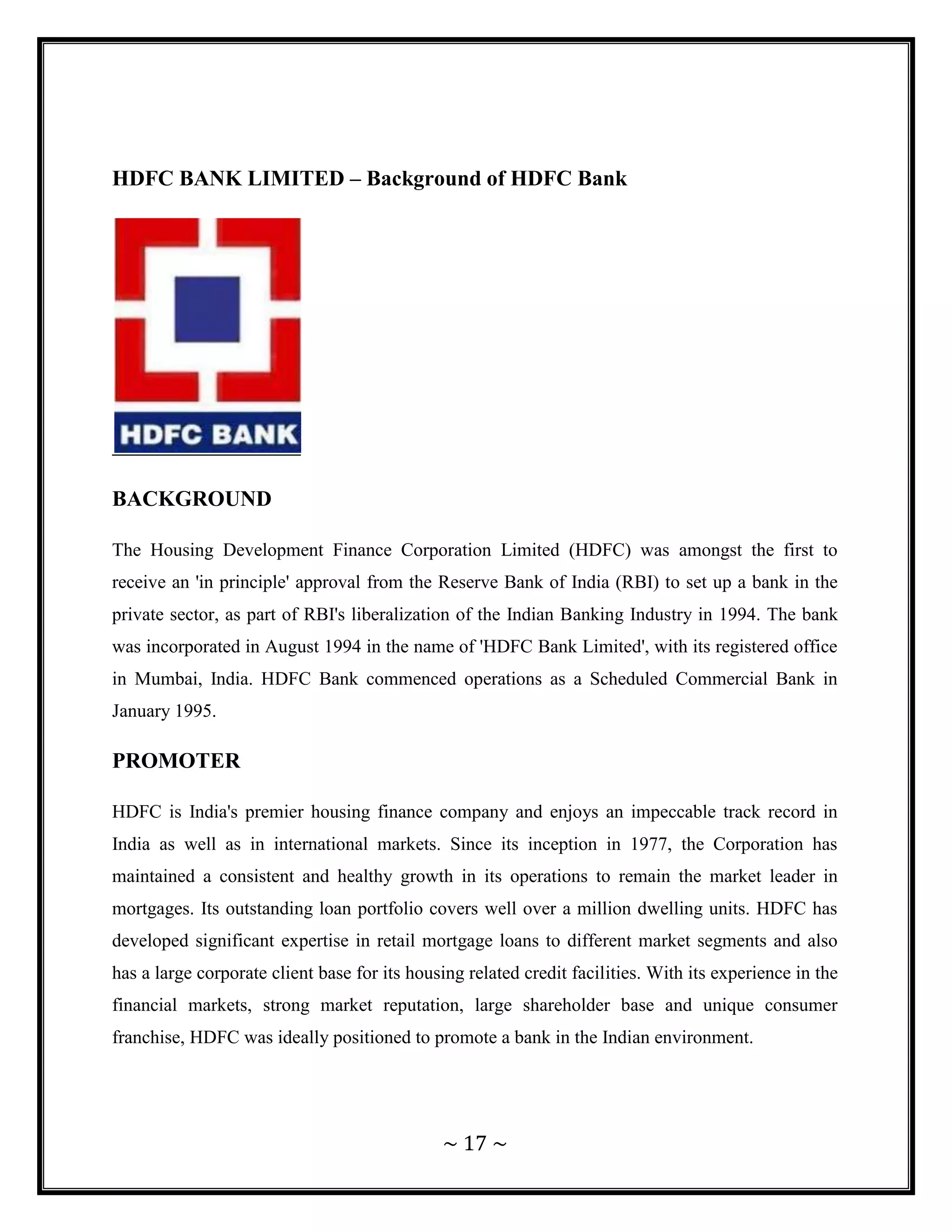 PERCEPTION TOWARDS CURRENT ACCOUNTS OF HDFC BANK | DOCX