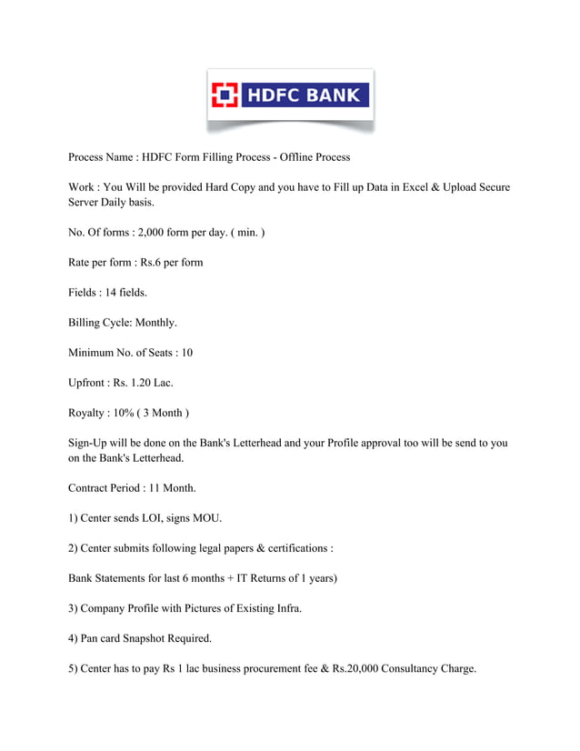 Hdfc form filling process | PDF
