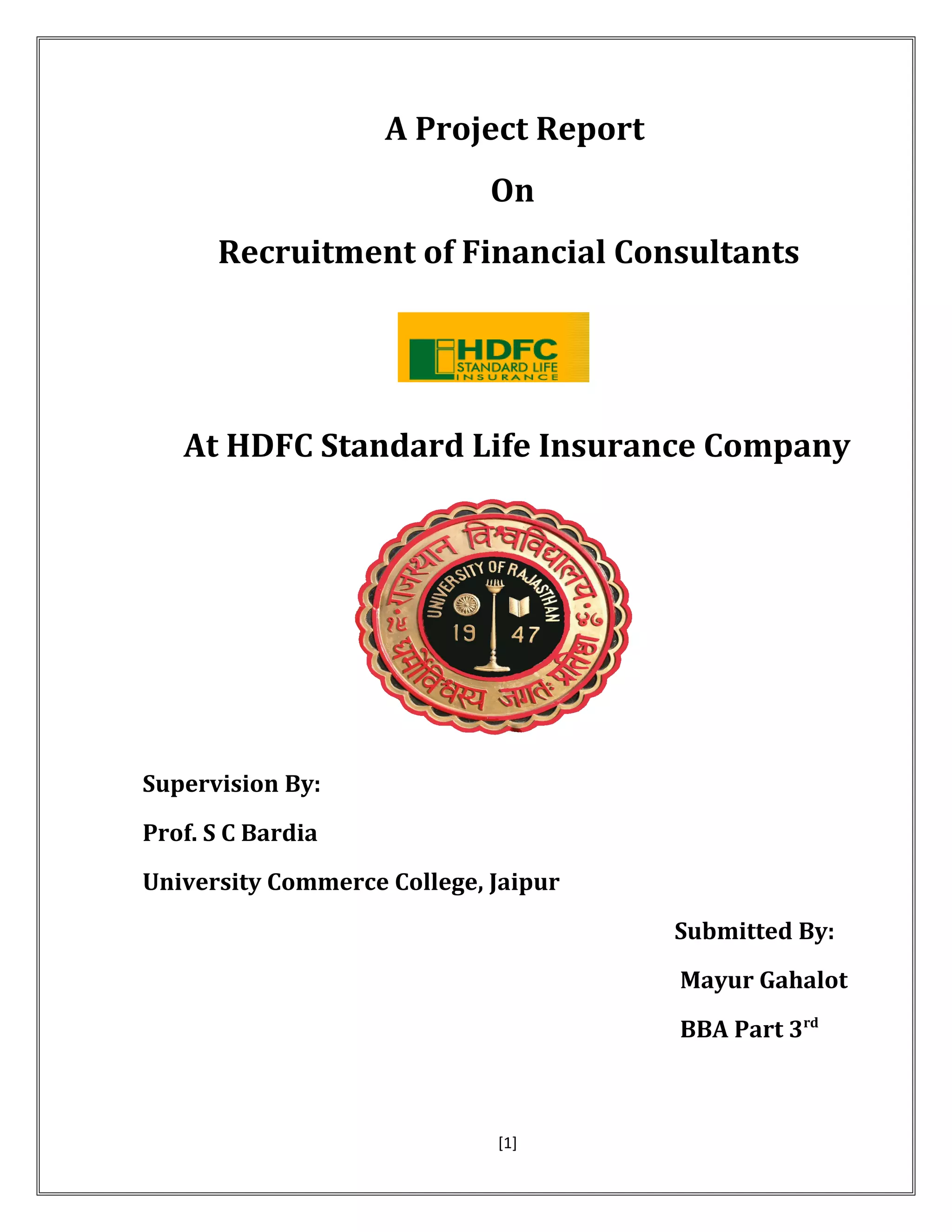 HDFC project report | PDF
