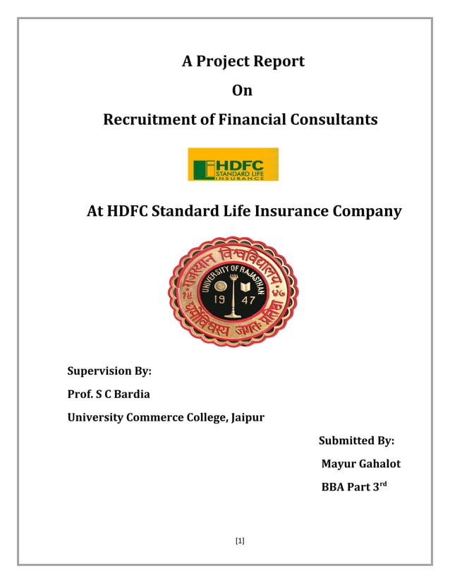 HDFC project report | PDF