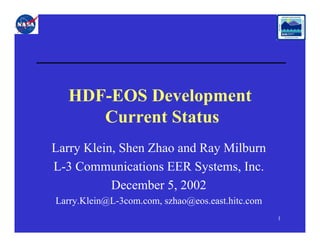 HDF-EOS Development Current Status | PDF