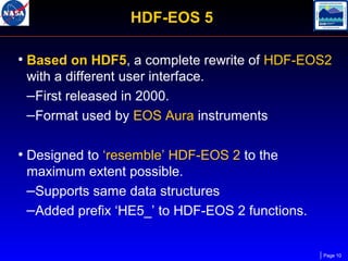 HDF-EOS Maintenance, Current Development and Tools | PPT | Computing | Technology & Computing