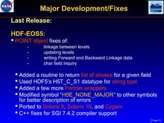 HDF-EOS Maintenance, Current Development and Tools | PPT | Computing ...