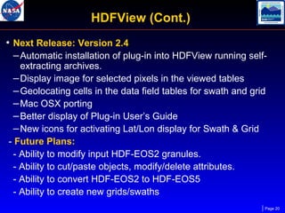 HDF-EOS Maintenance, Current Development and Tools | PPT | Computing ...
