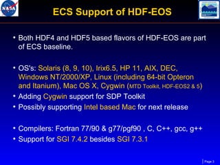 HDF-EOS Maintenance, Current Development and Tools | PPT | Computing ...