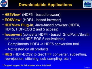 HDF-EOS Maintenance, Current Development and Tools | PPT | Computing | Technology & Computing