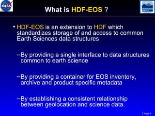 HDF-EOS Maintenance, Current Development and Tools | PPT | Computing ...