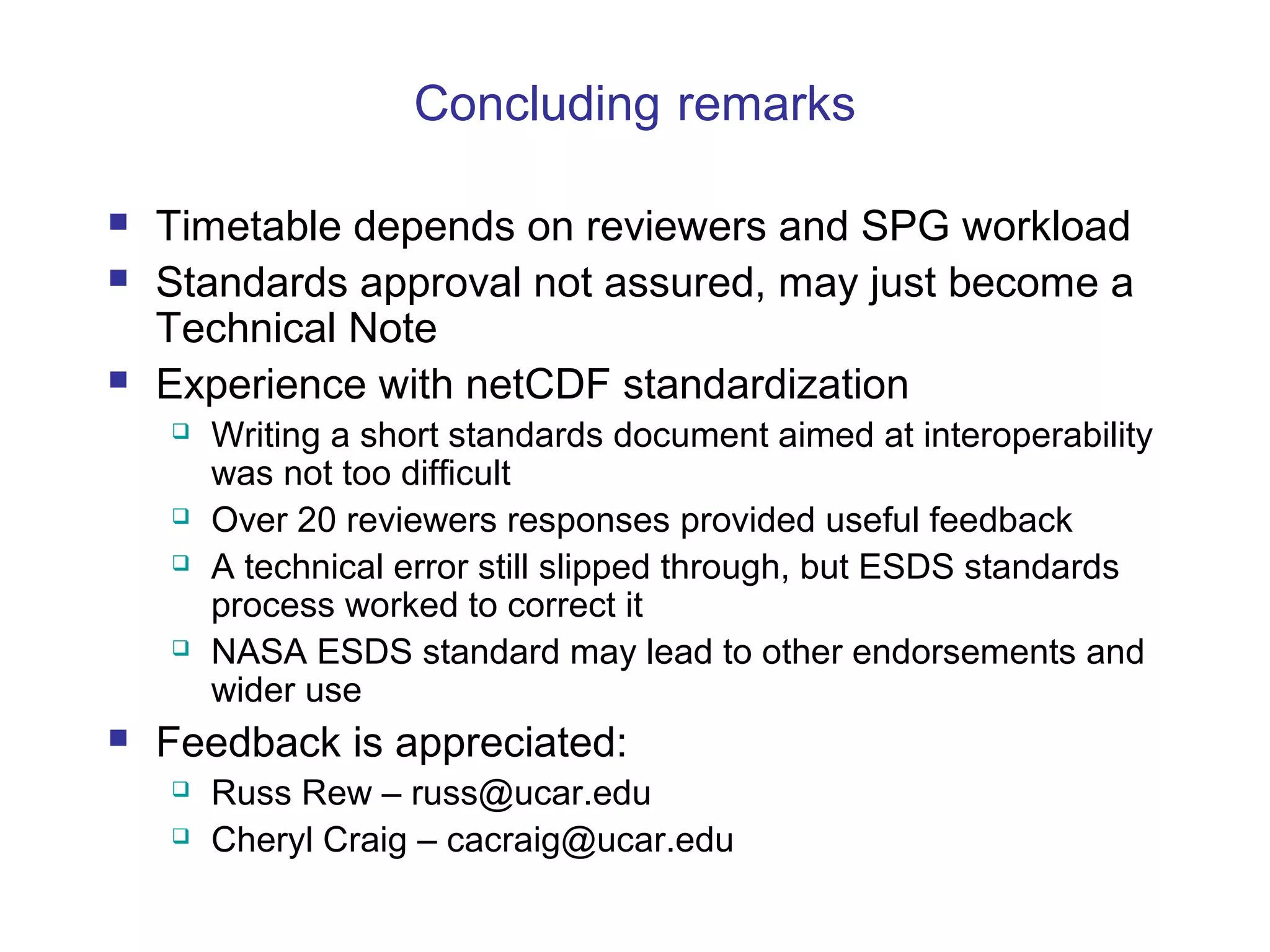 A Draft Standard for the CF Metadata Conventions | PPT