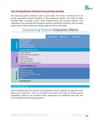 3600 Evaluation Matrix for Selecting the Right Outsourcing Partner | PDF