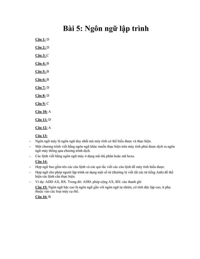 Hdg bai 5 ngon ngu lap trinh | PDF