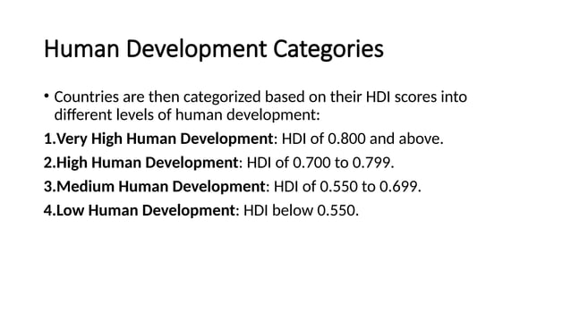 Human Development Index (HDI): meaning, Measures, Calculationss | PPT