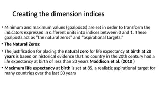 Human Development Index (HDI): meaning, Measures, Calculationss | PPTX