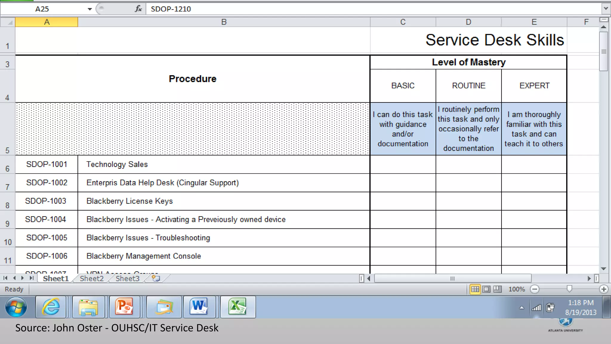HDIAU Lab A - Building the service desk training plan | PPTX