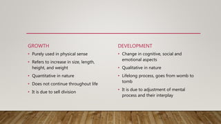 Difference between Growth and Development | PPTX