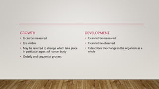 Difference between Growth and Development | PPTX