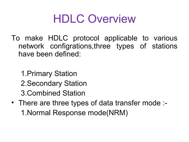 HDLC | PPT | Computer Networking | Computing